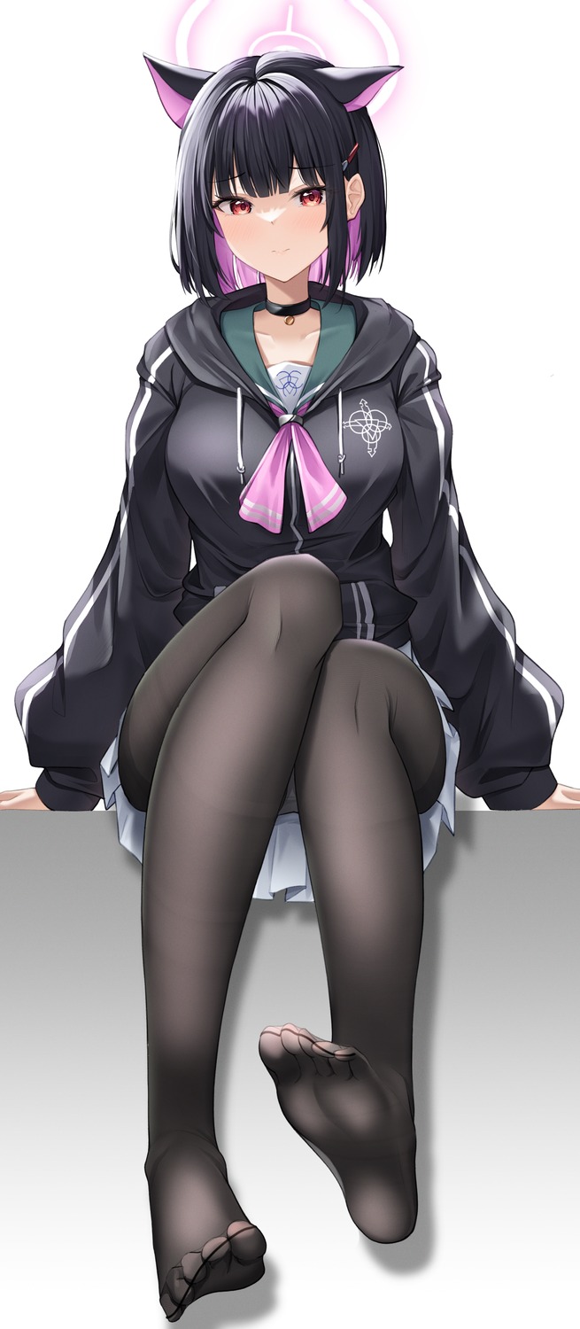 lancheu blue archive kyouyama kazusa animal ears feet halo nekomimi pantsu pantyhose seifuku ...